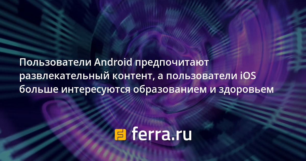 Пользователи Android предпочитают развлекательный контент, а пользователи iOS больше ...