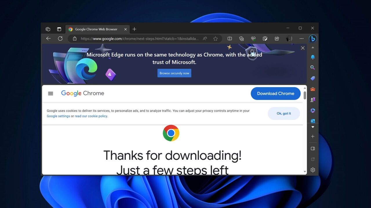 Браузер Microsoft Edge начал помечать установочник Google Chrome как «вредоносный файл»: Новости ...